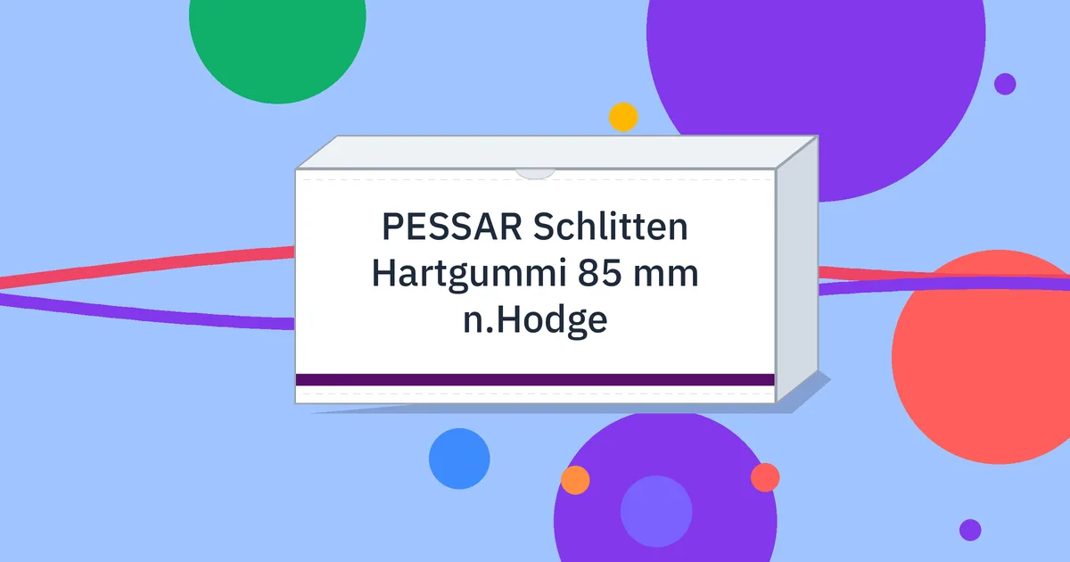 Symbolbild: Packung mit der Aufschrift PESSAR Schlitten Hartgummi 85 mm n.Hodge (PZN 01733710) – Verfügbarkeit und Bezug in Apotheken in Frankfurt am Main