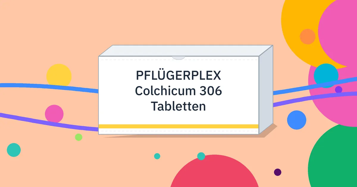 Symbolbild: Packung mit der Aufschrift PFLÜGERPLEX Colchicum 306 Tabletten (PZN 04301595) – Verfügbarkeit und Bezug in Apotheken in Frankfurt am Main