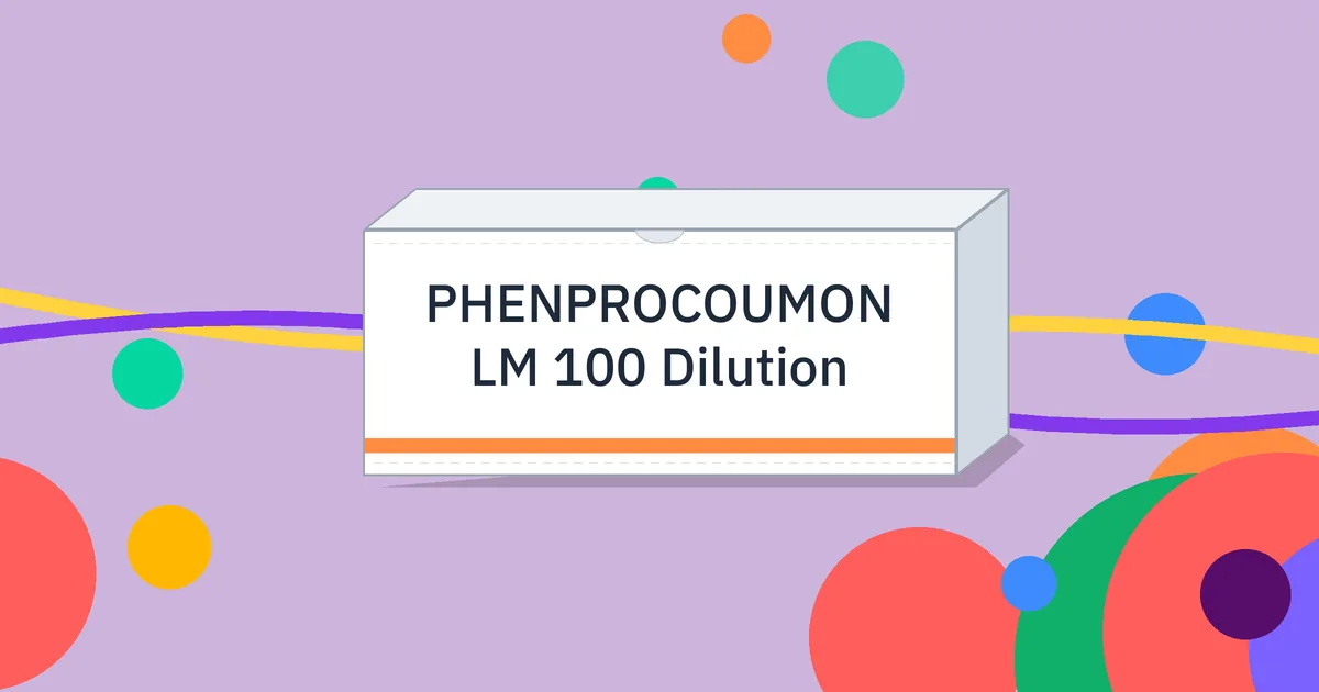 Symbolbild: Packung mit der Aufschrift PHENPROCOUMON LM 100 Dilution (PZN 13638170) – Verfügbarkeit und Bezug in Apotheken in Frankfurt am Main