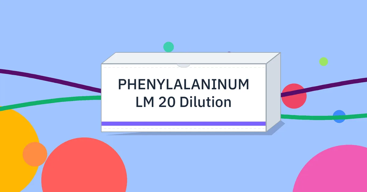 Symbolbild: Packung mit der Aufschrift PHENYLALANINUM LM 20 Dilution (PZN 13784032) – Verfügbarkeit und Bezug in Apotheken in Frankfurt am Main