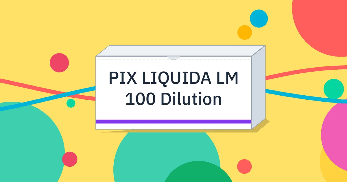 Symbolbild: Packung mit der Aufschrift PIX LIQUIDA LM 100 Dilution (PZN 13646525) – Verfügbarkeit und Bezug in Apotheken in Frankfurt am Main