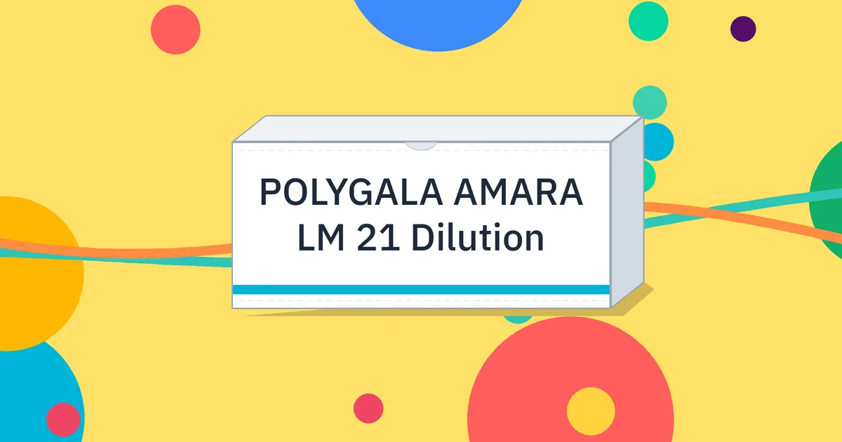 Symbolbild: Packung mit der Aufschrift POLYGALA AMARA LM 21 Dilution (PZN 13661565) – Verfügbarkeit und Bezug in Apotheken in Frankfurt am Main