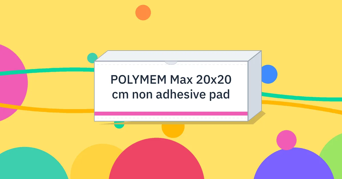 Symbolbild: Packung mit der Aufschrift POLYMEM Max 20x20 cm non adhesive pad (PZN 12451914) – Verfügbarkeit und Bezug in Apotheken in Frankfurt am Main