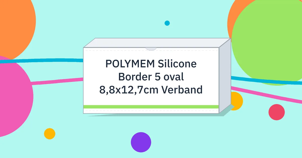 Symbolbild: Packung mit der Aufschrift POLYMEM Silicone Border 5 oval 8,8x12,7cm Verband (PZN 19621940) – Verfügbarkeit und Bezug in Apotheken in Frankfurt am Main