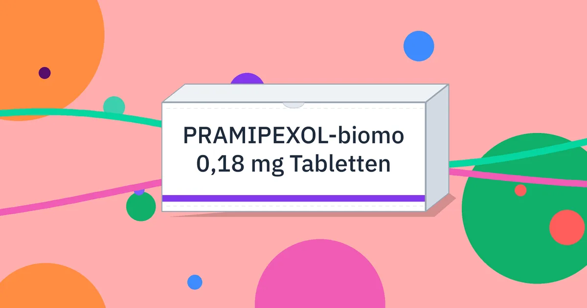 Symbolbild: Packung mit der Aufschrift PRAMIPEXOL-biomo 0,18 mg Tabletten (PZN 07519372) – Verfügbarkeit und Bezug in Apotheken in Frankfurt am Main
