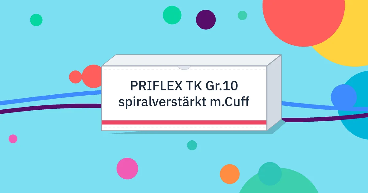 Symbolbild: Packung mit der Aufschrift PRIFLEX TK Gr.10 spiralverstärkt m.Cuff (PZN 10287586) – Verfügbarkeit und Bezug in Apotheken in Frankfurt am Main