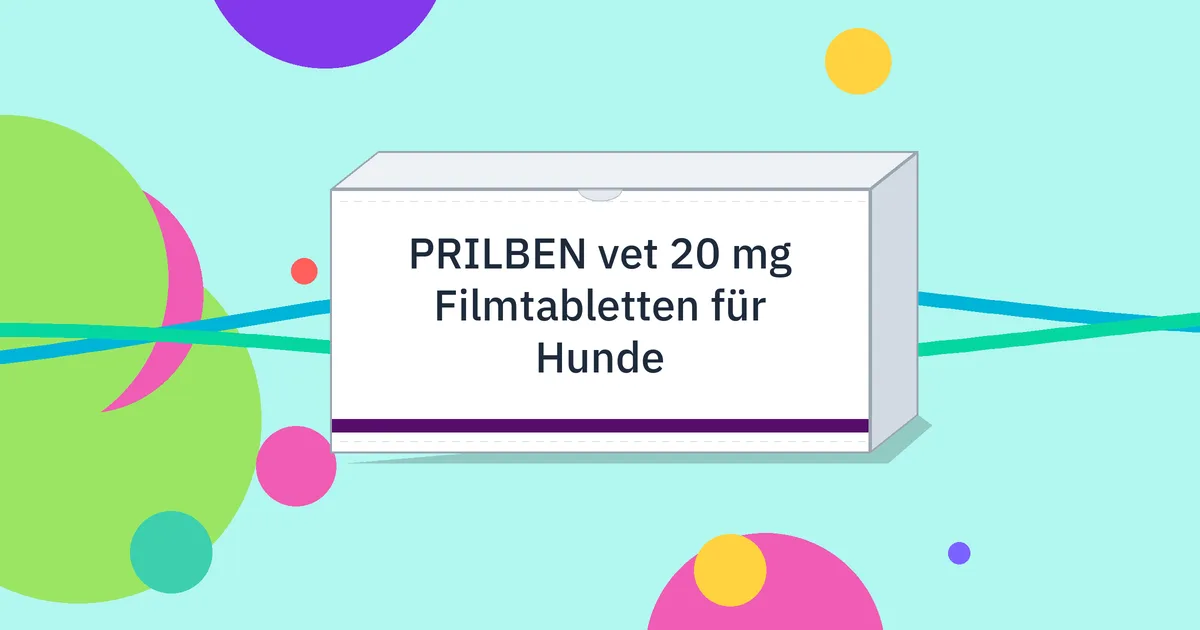 Symbolbild: Packung mit der Aufschrift PRILBEN vet 20 mg Filmtabletten für Hunde (PZN 13882007) – Verfügbarkeit und Bezug in Apotheken in Frankfurt am Main