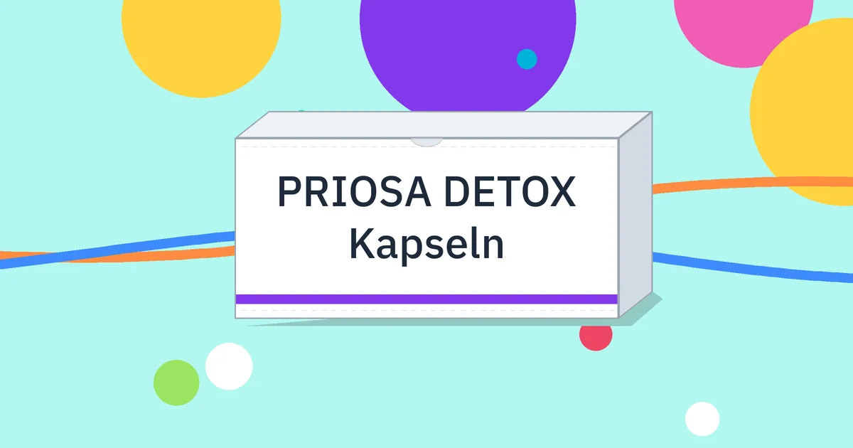 Symbolbild: Packung mit der Aufschrift PRIOSA DETOX Kapseln (PZN 16778902) – Verfügbarkeit und Bezug in Apotheken in Frankfurt am Main