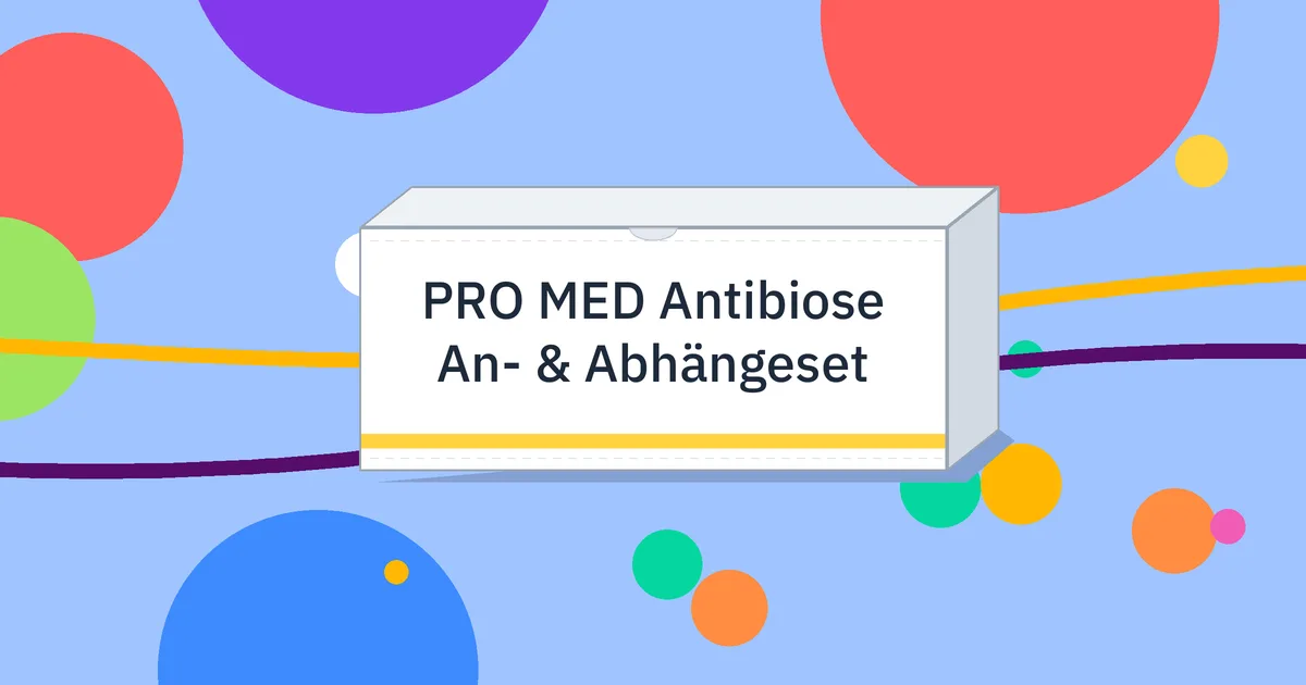 Symbolbild: Packung mit der Aufschrift PRO MED Antibiose An- & Abhängeset (PZN 13868243) – Verfügbarkeit und Bezug in Apotheken in Frankfurt am Main