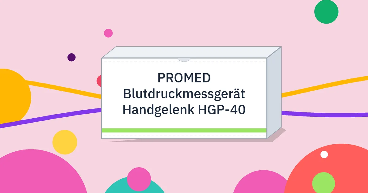 Symbolbild: Packung mit der Aufschrift PROMED Blutdruckmessgerät Handgelenk HGP-40 (PZN 16528944) – Verfügbarkeit und Bezug in Apotheken in Frankfurt am Main