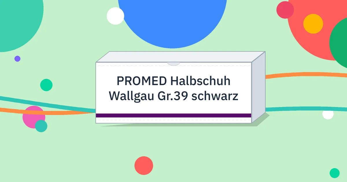 Symbolbild: Packung mit der Aufschrift PROMED Halbschuh Wallgau Gr.39 schwarz (PZN 14349120) – Verfügbarkeit und Bezug in Apotheken in Frankfurt am Main