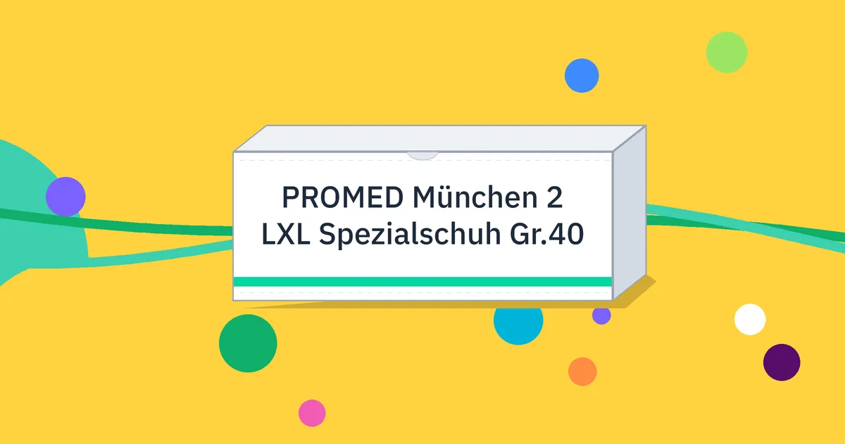 Symbolbild: Packung mit der Aufschrift PROMED München 2 LXL Spezialschuh Gr.40 (PZN 05482920) – Verfügbarkeit und Bezug in Apotheken in Frankfurt am Main