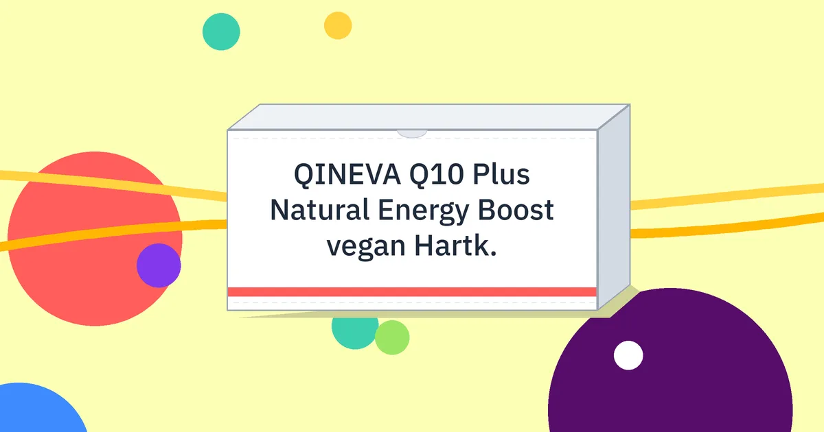 Symbolbild: Packung mit der Aufschrift QINEVA Q10 Plus Natural Energy Boost vegan Hartk. (PZN 17276002) – Verfügbarkeit und Bezug in Apotheken in Frankfurt am Main