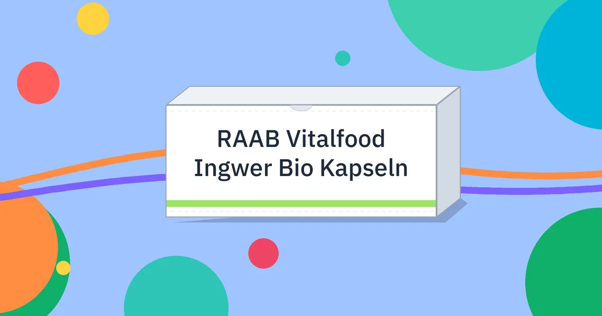 Symbolbild: Packung mit der Aufschrift RAAB Vitalfood Ingwer Bio Kapseln (PZN 19305239) – Verfügbarkeit und Bezug in Apotheken in Frankfurt am Main