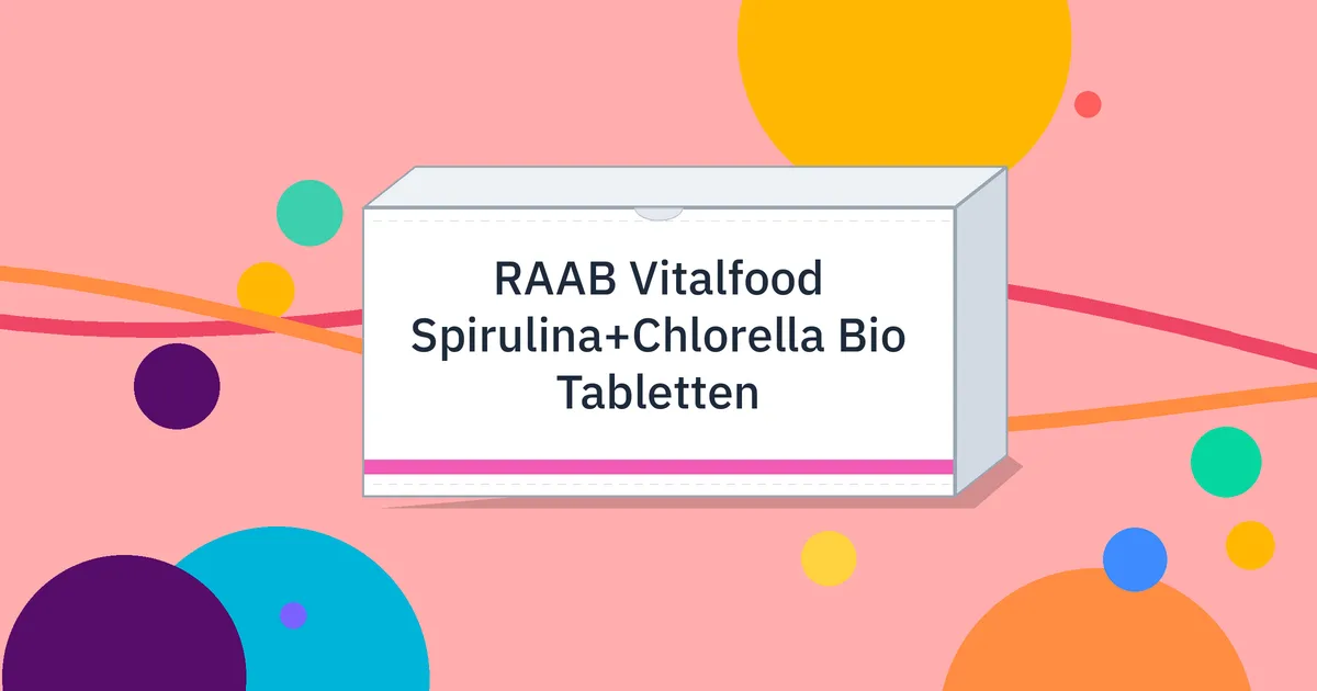 Symbolbild: Packung mit der Aufschrift RAAB Vitalfood Spirulina+Chlorella Bio Tabletten (PZN 19305624) – Verfügbarkeit und Bezug in Apotheken in Frankfurt am Main