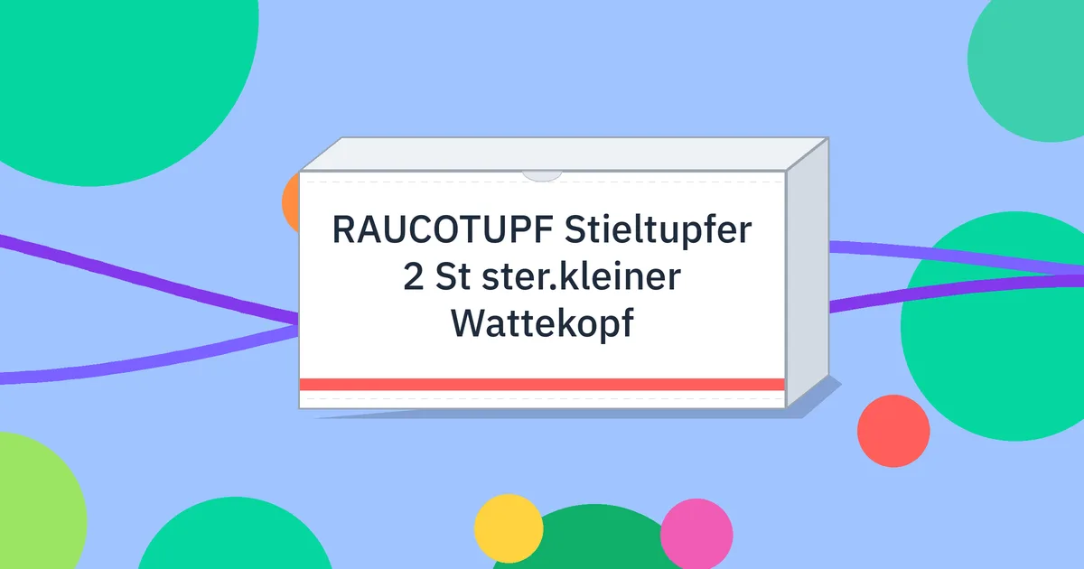 Symbolbild: Packung mit der Aufschrift RAUCOTUPF Stieltupfer 2 St ster.kleiner Wattekopf (PZN 01369204) – Verfügbarkeit und Bezug in Apotheken in Frankfurt am Main