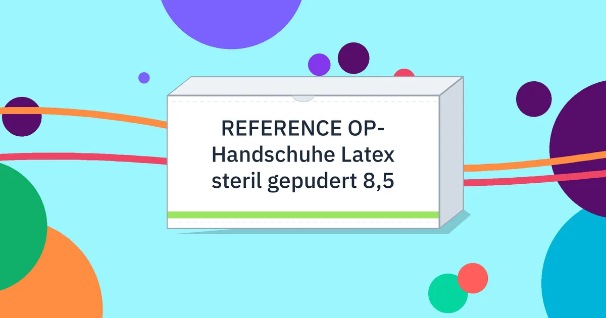 Symbolbild: Packung mit der Aufschrift REFERENCE OP-Handschuhe Latex steril gepudert 8,5 (PZN 02243882) – Verfügbarkeit und Bezug in Apotheken in Frankfurt am Main