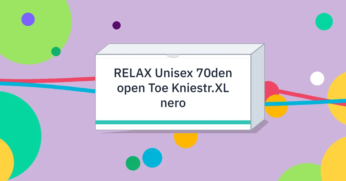 Symbolbild: Packung mit der Aufschrift RELAX Unisex 70den open Toe Kniestr.XL nero (PZN 16224641) – Verfügbarkeit und Bezug in Apotheken in Frankfurt am Main