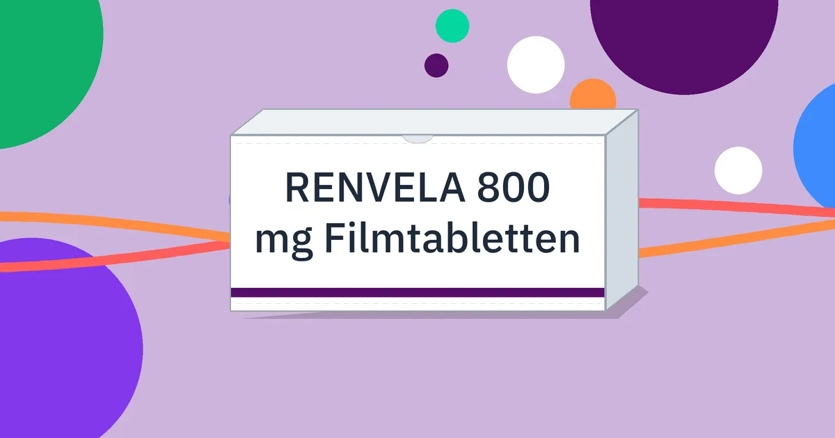 Symbolbild: Packung mit der Aufschrift RENVELA 800 mg Filmtabletten (PZN 08452799) – Verfügbarkeit und Bezug in Apotheken in Frankfurt am Main