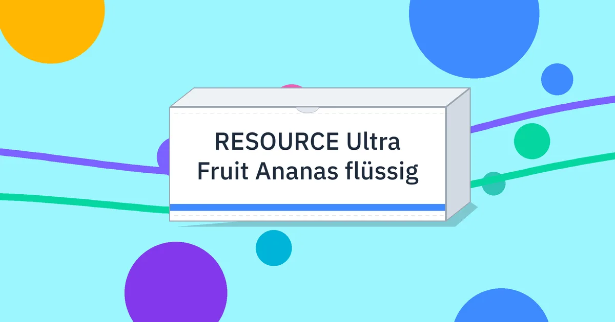 Symbolbild: Packung mit der Aufschrift RESOURCE Ultra Fruit Ananas flüssig (PZN 19797774) – Verfügbarkeit und Bezug in Apotheken in Frankfurt am Main
