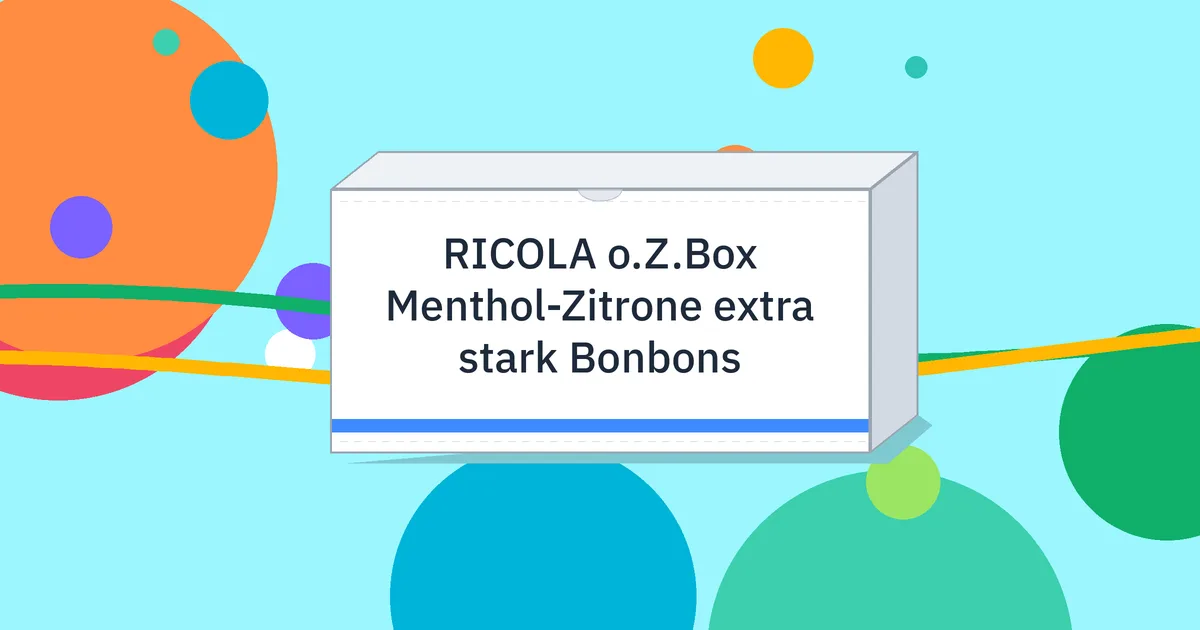 Symbolbild: Packung mit der Aufschrift RICOLA o.Z.Box Menthol-Zitrone extra stark Bonbons (PZN 18043530) – Verfügbarkeit und Bezug in Apotheken in Frankfurt am Main