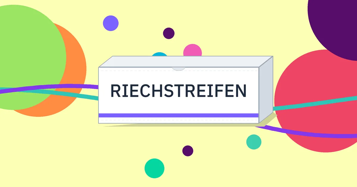 Symbolbild: Packung mit der Aufschrift RIECHSTREIFEN (PZN 16951252) – Verfügbarkeit und Bezug in Apotheken in Frankfurt am Main