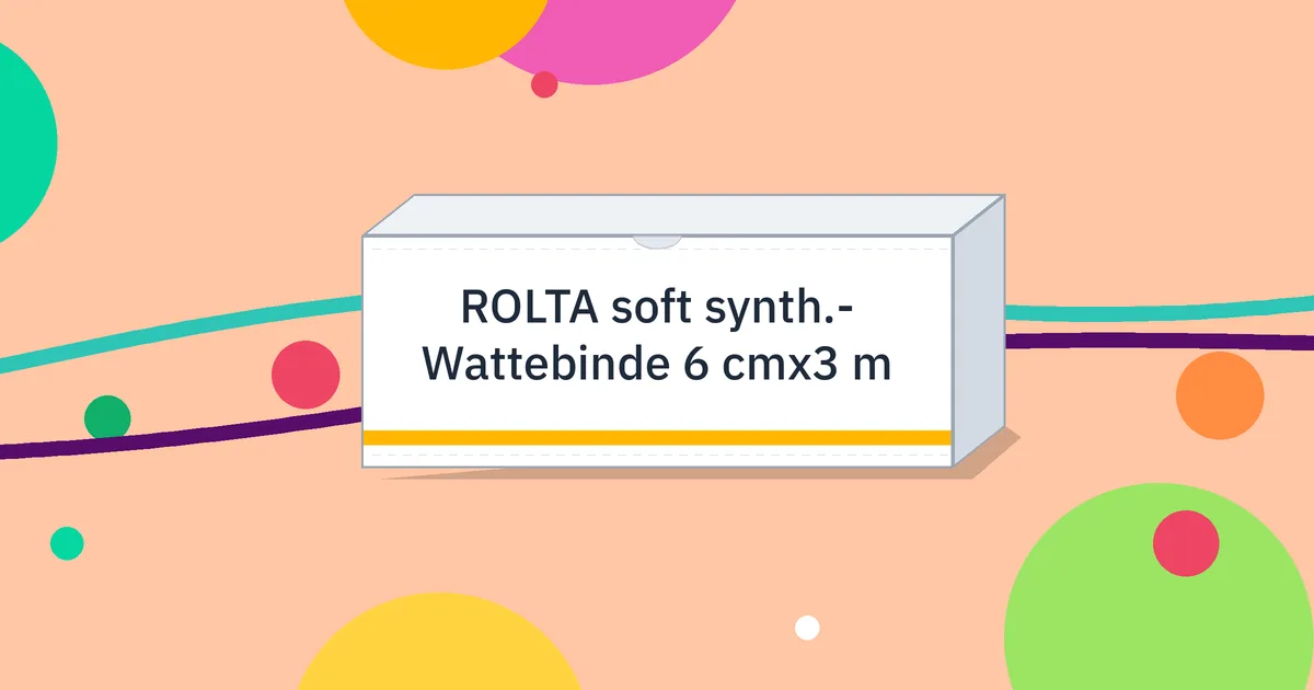 Symbolbild: Packung mit der Aufschrift ROLTA soft synth.-Wattebinde 6 cmx3 m (PZN 02757486) – Verfügbarkeit und Bezug in Apotheken in Frankfurt am Main