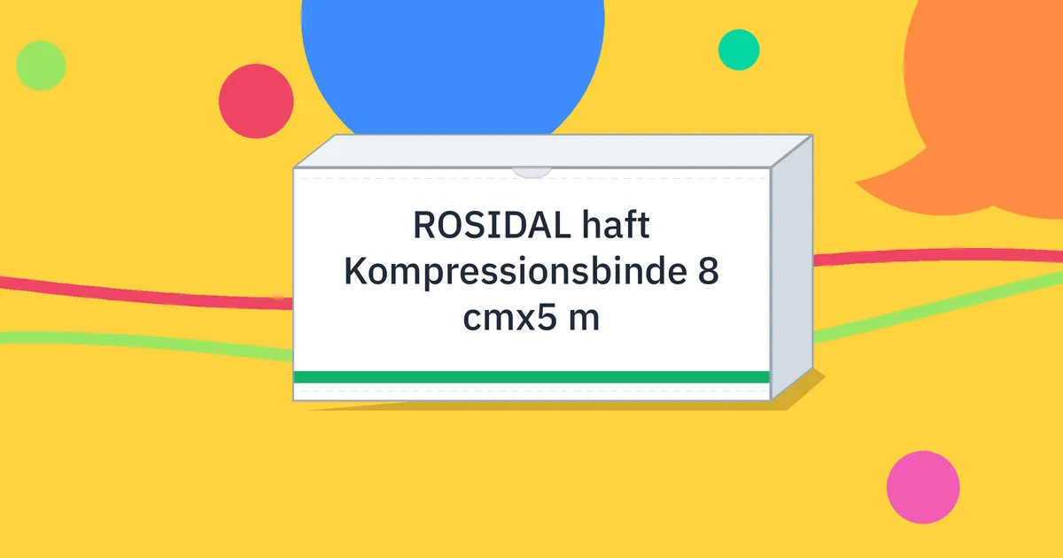 Symbolbild: Packung mit der Aufschrift ROSIDAL haft Kompressionsbinde 8 cmx5 m (PZN 14050792) – Verfügbarkeit und Bezug in Apotheken in Frankfurt am Main