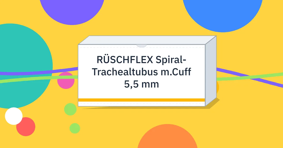 Symbolbild: Packung mit der Aufschrift RÜSCHFLEX Spiral-Trachealtubus m.Cuff 5,5 mm (PZN 12463691) – Verfügbarkeit und Bezug in Apotheken in Frankfurt am Main