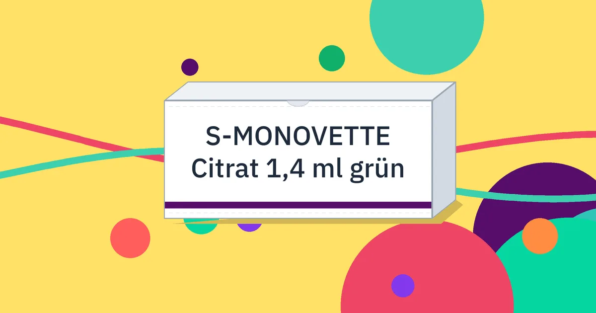Symbolbild: Packung mit der Aufschrift S-MONOVETTE Citrat 1,4 ml grün (PZN 10259928) – Verfügbarkeit und Bezug in Apotheken in Frankfurt am Main