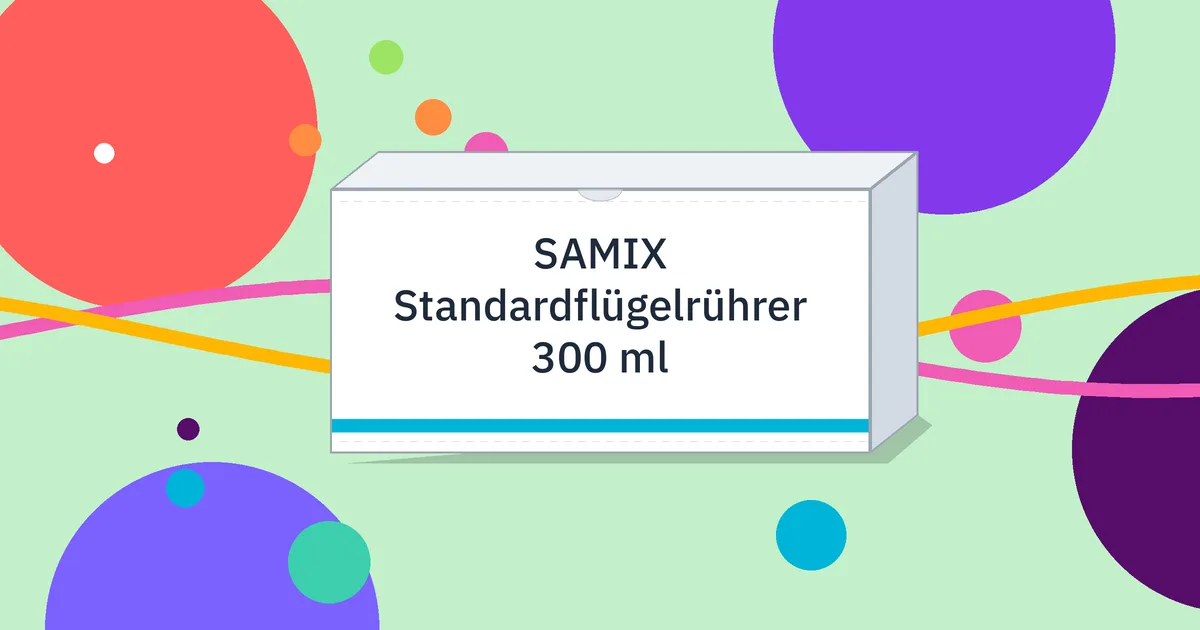 Symbolbild: Packung mit der Aufschrift SAMIX Standardflügelrührer 300 ml (PZN 11481043) – Verfügbarkeit und Bezug in Apotheken in Frankfurt am Main