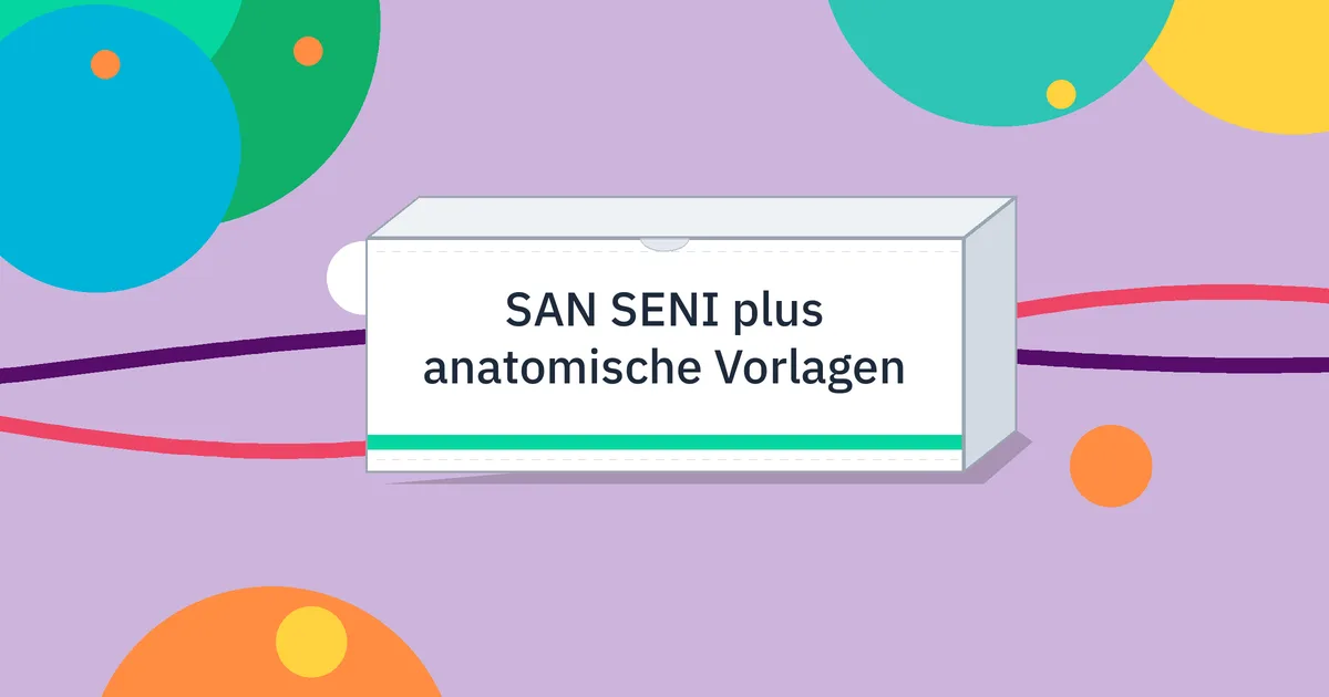 Symbolbild: Packung mit der Aufschrift SAN SENI plus anatomische Vorlagen (PZN 03129993) – Verfügbarkeit und Bezug in Apotheken in Frankfurt am Main