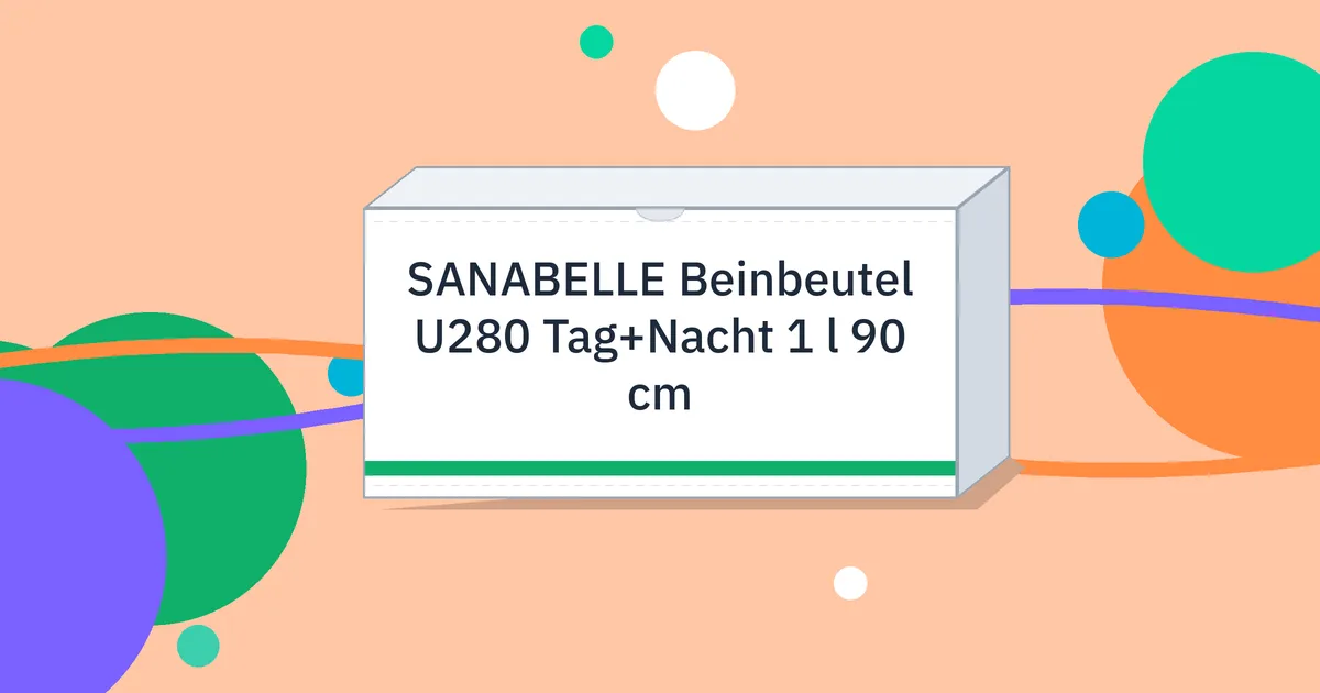 Symbolbild: Packung mit der Aufschrift SANABELLE Beinbeutel U280 Tag+Nacht 1 l 90 cm (PZN 13920156) – Verfügbarkeit und Bezug in Apotheken in Frankfurt am Main
