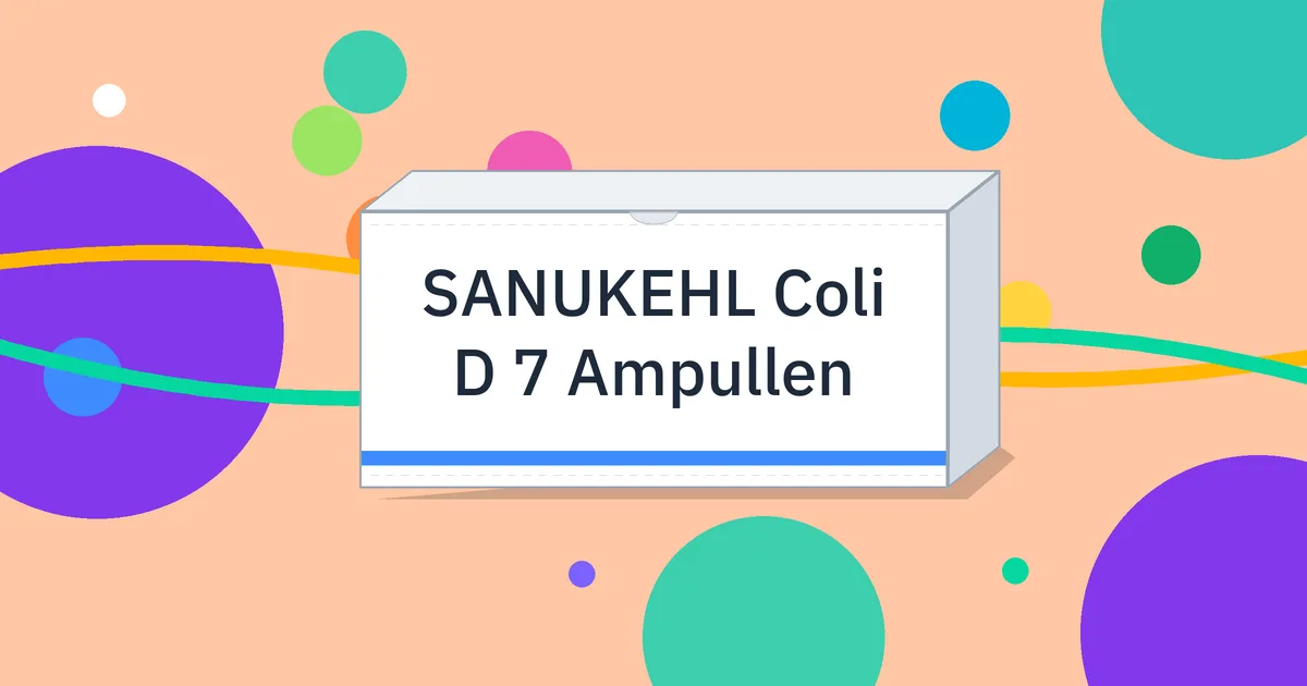 Symbolbild: Packung mit der Aufschrift SANUKEHL Coli D 7 Ampullen (PZN 07709546) – Verfügbarkeit und Bezug in Apotheken in Frankfurt am Main