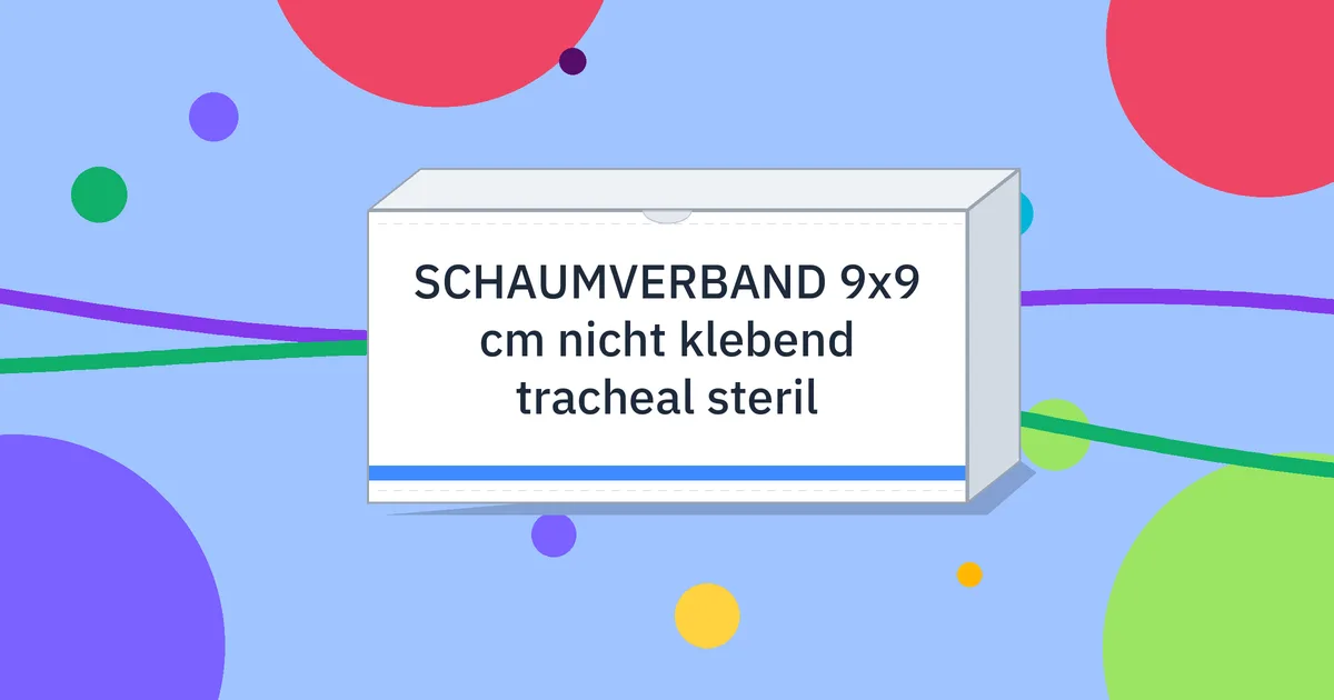 Symbolbild: Packung mit der Aufschrift SCHAUMVERBAND 9x9 cm nicht klebend tracheal steril (PZN 19509491) – Verfügbarkeit und Bezug in Apotheken in Frankfurt am Main