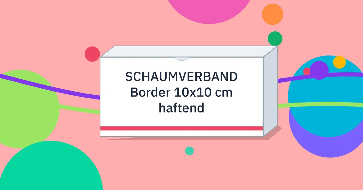 Symbolbild: Packung mit der Aufschrift SCHAUMVERBAND Border 10x10 cm haftend (PZN 20611384) – Verfügbarkeit und Bezug in Apotheken in Frankfurt am Main