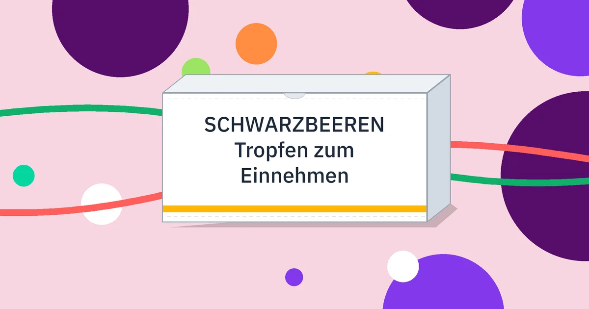 Symbolbild: Packung mit der Aufschrift SCHWARZBEEREN Tropfen zum Einnehmen (PZN 11602133) – Verfügbarkeit und Bezug in Apotheken in Frankfurt am Main