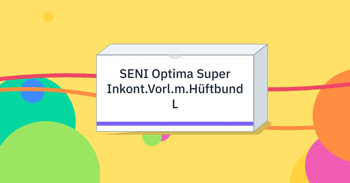 Symbolbild: Packung mit der Aufschrift SENI Optima Super Inkont.Vorl.m.Hüftbund L (PZN 18012593) – Verfügbarkeit und Bezug in Apotheken in Frankfurt am Main