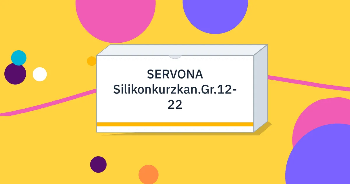 Symbolbild: Packung mit der Aufschrift SERVONA Silikonkurzkan.Gr.12-22 (PZN 04054091) – Verfügbarkeit und Bezug in Apotheken in Frankfurt am Main