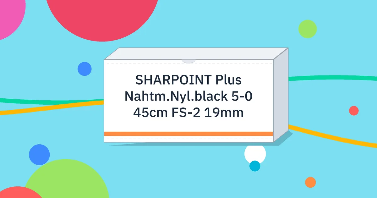 Symbolbild: Packung mit der Aufschrift SHARPOINT Plus Nahtm.Nyl.black 5-0 45cm FS-2 19mm (PZN 17984101) – Verfügbarkeit und Bezug in Apotheken in Frankfurt am Main