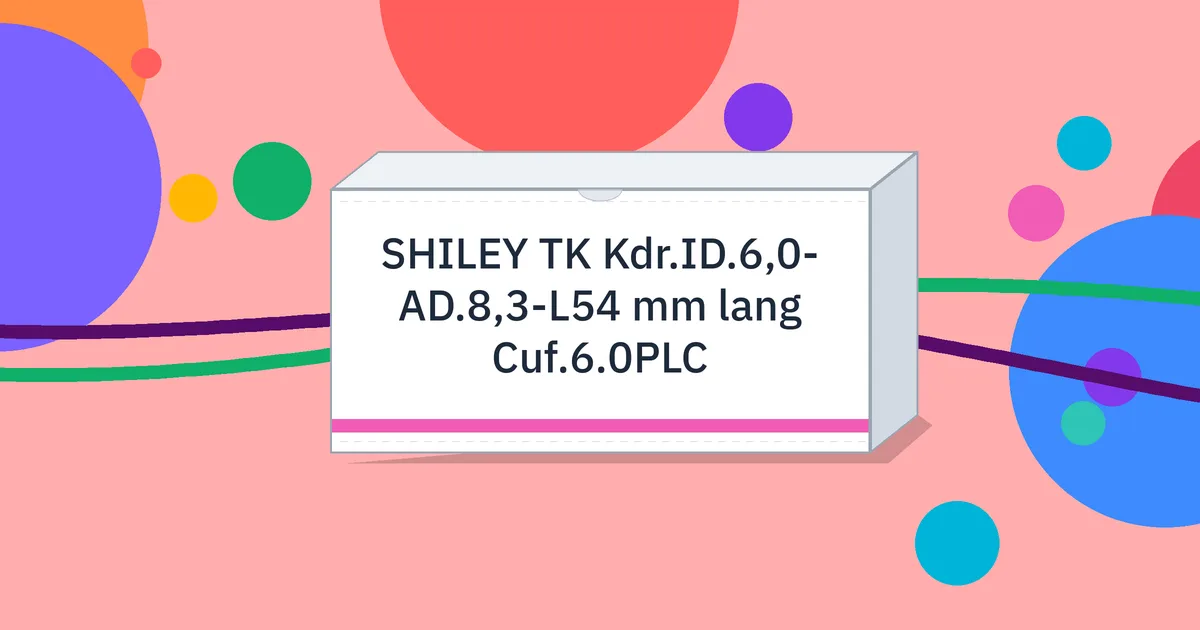 Symbolbild: Packung mit der Aufschrift SHILEY TK Kdr.ID.6,0-AD.8,3-L54 mm lang Cuf.6.0PLC (PZN 03380227) – Verfügbarkeit und Bezug in Apotheken in Frankfurt am Main