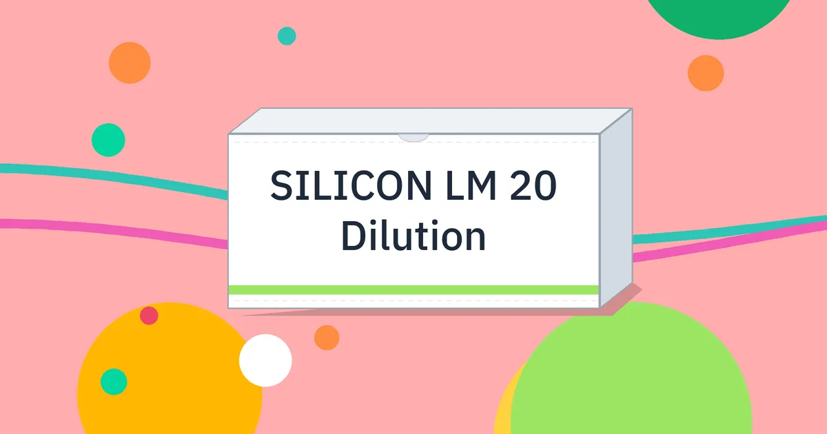 Symbolbild: Packung mit der Aufschrift SILICON LM 20 Dilution (PZN 13678318) – Verfügbarkeit und Bezug in Apotheken in Frankfurt am Main