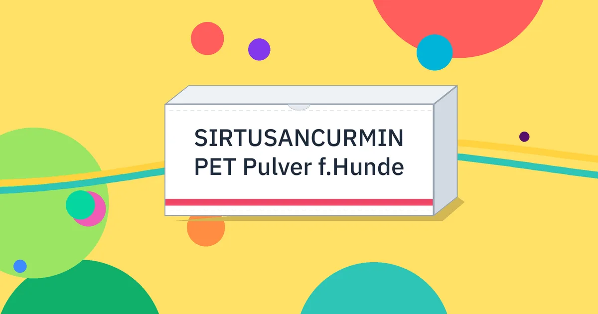 Symbolbild: Packung mit der Aufschrift SIRTUSANCURMIN PET Pulver f.Hunde (PZN 18387850) – Verfügbarkeit und Bezug in Apotheken in Frankfurt am Main
