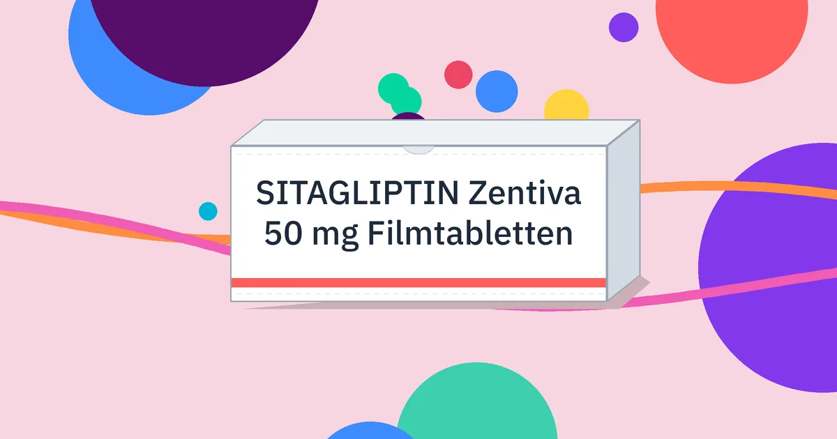 Symbolbild: Packung mit der Aufschrift SITAGLIPTIN Zentiva 50 mg Filmtabletten (PZN 17599389) – Verfügbarkeit und Bezug in Apotheken in Frankfurt am Main