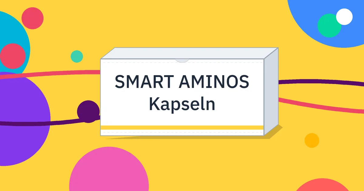 Symbolbild: Packung mit der Aufschrift SMART AMINOS Kapseln (PZN 19384428) – Verfügbarkeit und Bezug in Apotheken in Frankfurt am Main