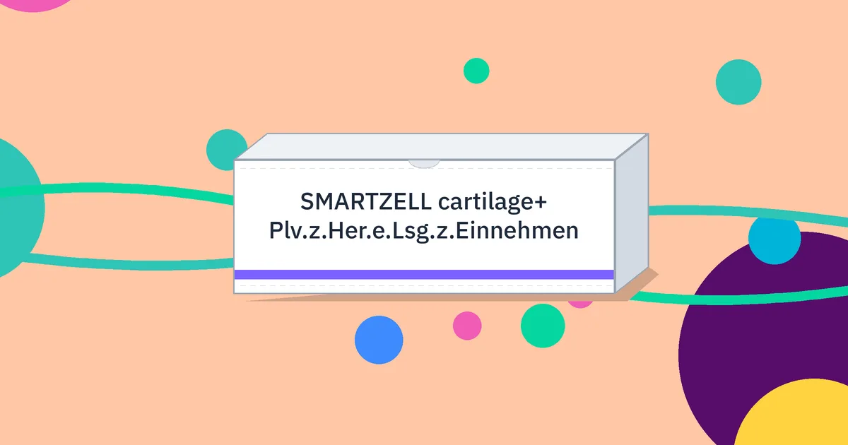 Symbolbild: Packung mit der Aufschrift SMARTZELL cartilage+ Plv.z.Her.e.Lsg.z.Einnehmen (PZN 11235893) – Verfügbarkeit und Bezug in Apotheken in Frankfurt am Main