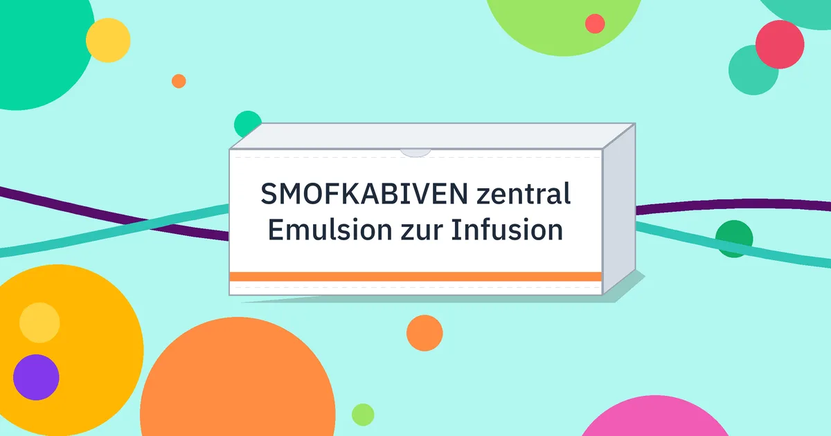 Symbolbild: Packung mit der Aufschrift SMOFKABIVEN zentral Emulsion zur Infusion (PZN 18363826) – Verfügbarkeit und Bezug in Apotheken in Frankfurt am Main