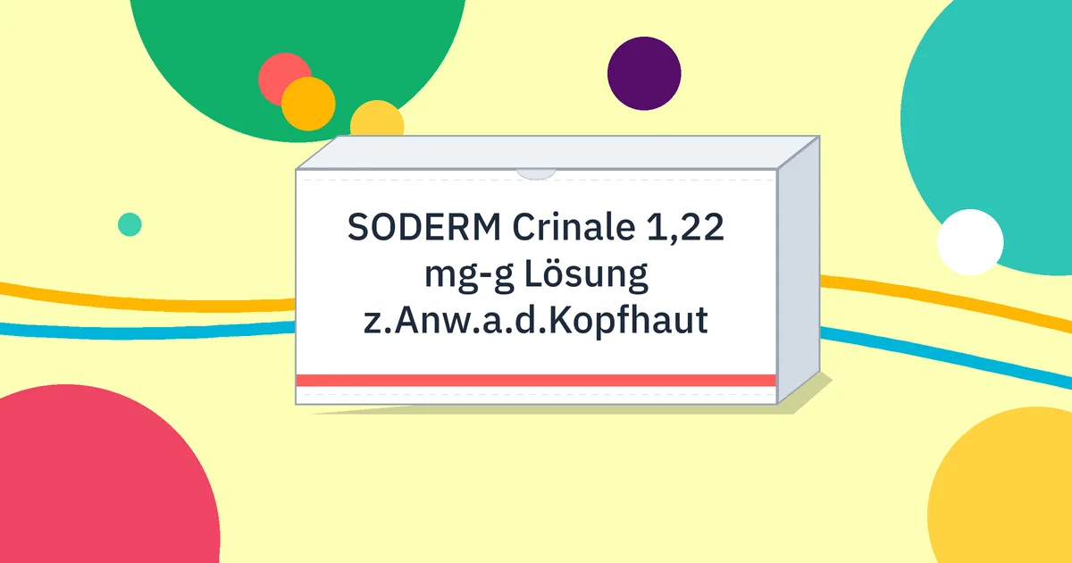 Symbolbild: Packung mit der Aufschrift SODERM Crinale 1,22 mg-g Lösung z.Anw.a.d.Kopfhaut (PZN 02051384) – Verfügbarkeit und Bezug in Apotheken in Frankfurt am Main