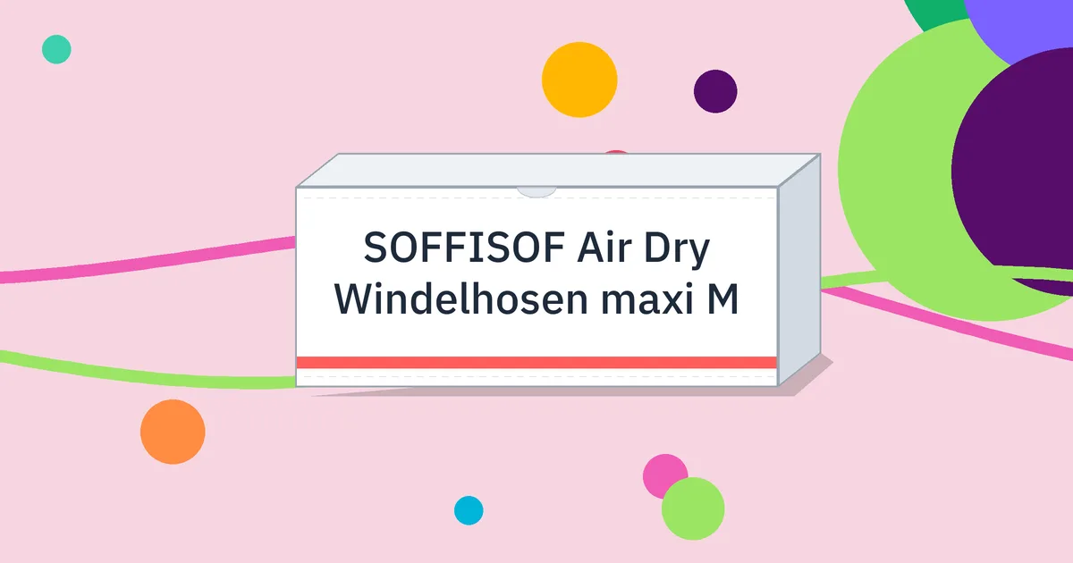 Symbolbild: Packung mit der Aufschrift SOFFISOF Air Dry Windelhosen maxi M (PZN 12566362) – Verfügbarkeit und Bezug in Apotheken in Frankfurt am Main