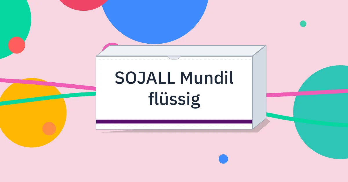 Symbolbild: Packung mit der Aufschrift SOJALL Mundil flüssig (PZN 08838837) – Verfügbarkeit und Bezug in Apotheken in Frankfurt am Main